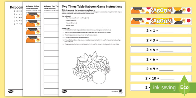 👉 Two Times Table Kaboom Game (teacher made)