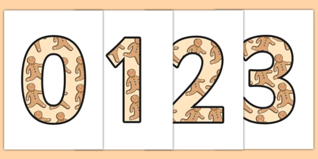 The Gingerbread Man Themed A4 Display Numbers - display numbers