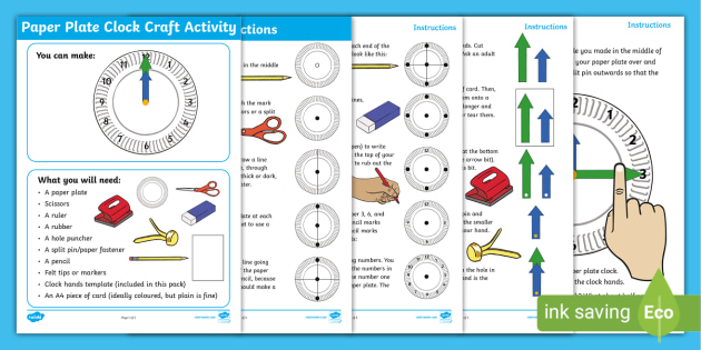 FREE! - Paper Plate Clock Craft Activity (teacher made)