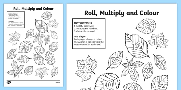 Leaf Roll and Colour Dice Multiplication Activity