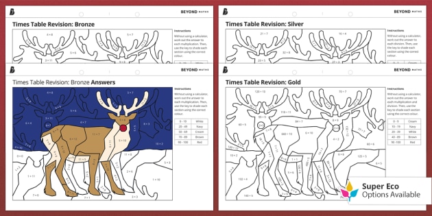 FREE! - Times Table Christmas Colour by Numbers | KS4 Maths