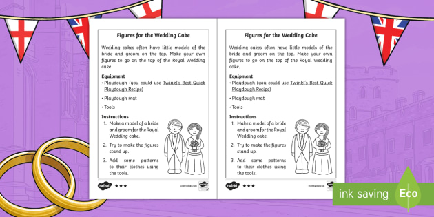 KS1 Make Wedding Cake Figurines Activity Mat (teacher made)