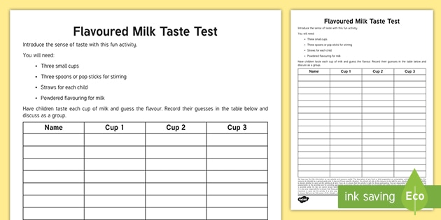 Milk Taste Test Step-by-Step Instructions (teacher made)