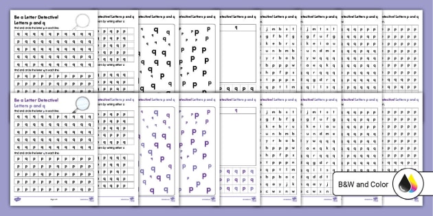 Letter Discrimination: p and q Activities (teacher made)