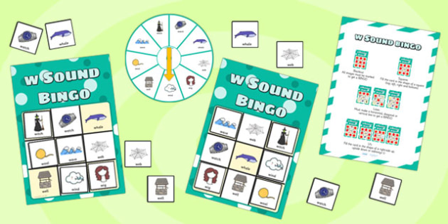 w Sound Bingo Game with Spinner (teacher made)