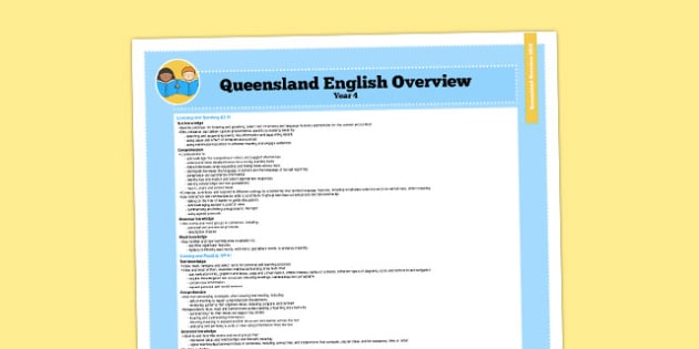 FREE! - Queensland Curriculum Year 4 English Literacy Syllabus Overview
