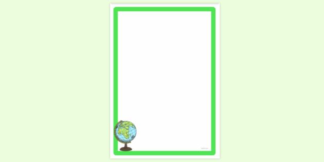 FREE! - Simple Blank World Globe Page Border | Page Borders | Twinkl