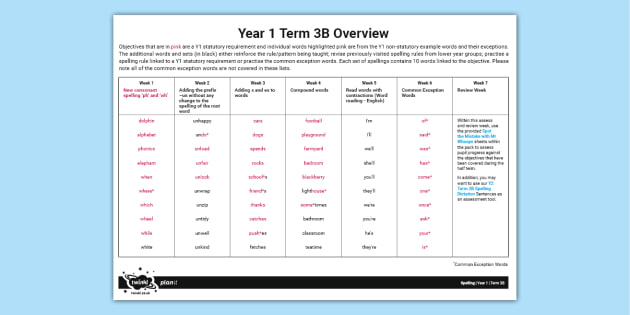 Overview Spellings | twinkl.com.au