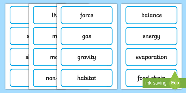 Talk Time Science 2 Word Cards