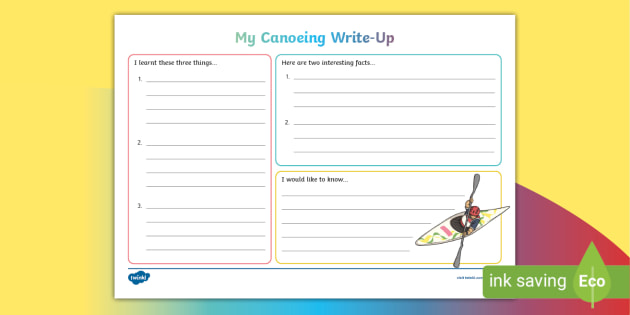 Canoeing Write Up Worksheet (teacher made)
