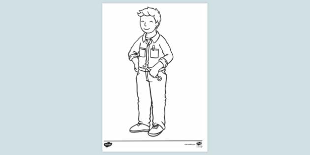 FREE! - Mechanic with Spanner Colouring Sheet | Colouring Sheets