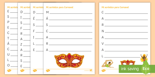 Carnival Acrostic Poem Spanish