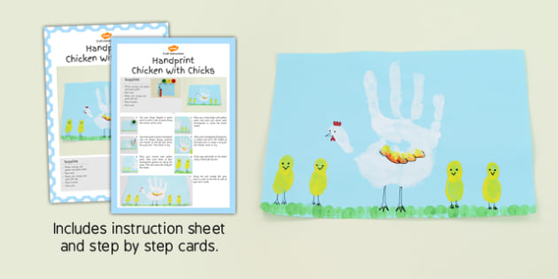 Handprint Chicken With Chicks Craft Instructions