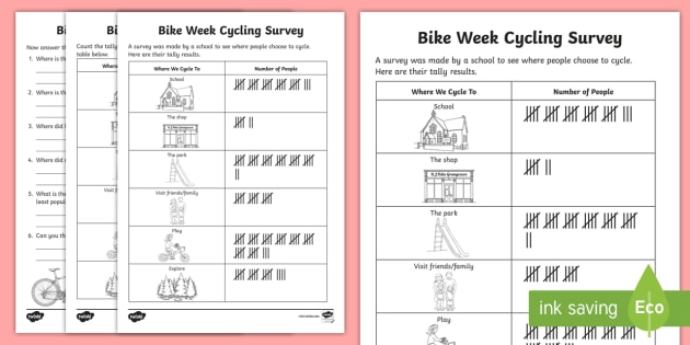 Cycling Survey Activity Pack (teacher made)