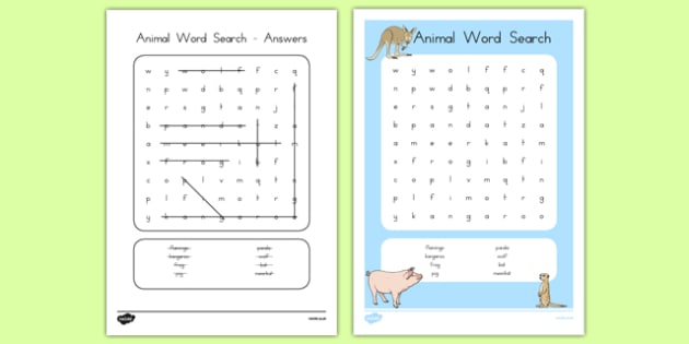 Animal Word Search (teacher made)