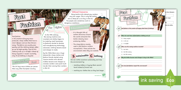 Fast Fashion Guides | twinkl.com.au