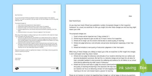 Ofsted Inspection Update: Parent and Guardian Letter