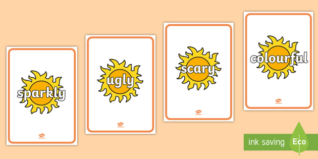 Wow Words on The Sun - Describe the Sun Posters - Twinkl