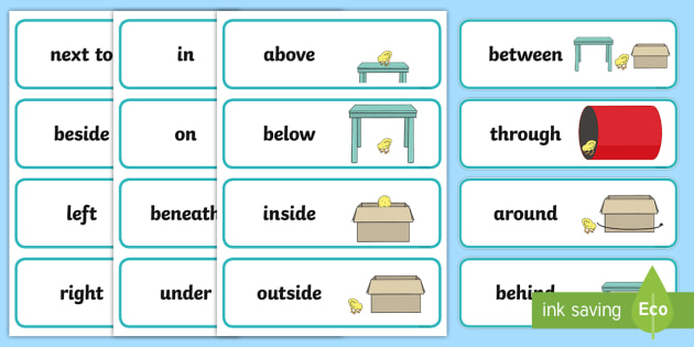 Spring Chick Themed Positional Language Vocabulary Cards