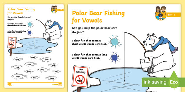 Level 5 Phonics Polar Bear Fishing for Vowels Activity