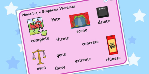 Phase 5 e_e Grapheme Word Mat (teacher made)