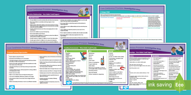 EYFS Investigation Area Core Continuous Provision Poster