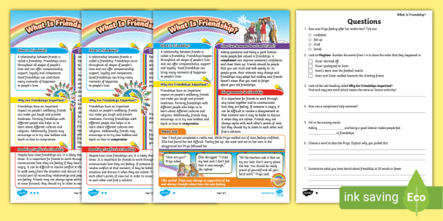 UKS2 What Is Friendship Differentiated Reading Comprehension