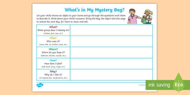 Mystery Bag Home Learning Task