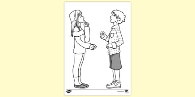 FREE! - Children Talking Colouring Sheet | Twinkl