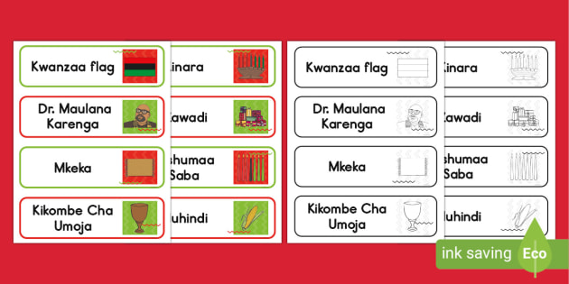 Kwanzaa Word Cards - Grades K-3
