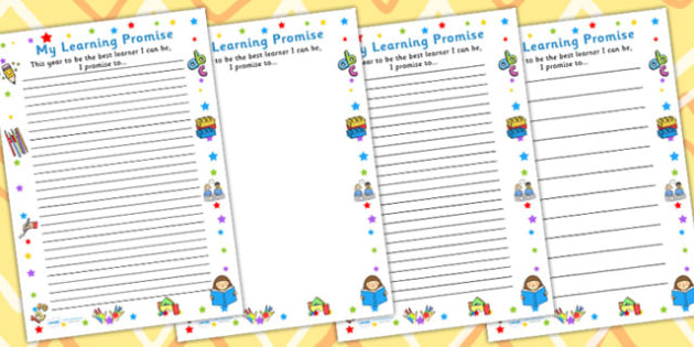 My Learning Promise Worksheet - teaching aid, template, writing