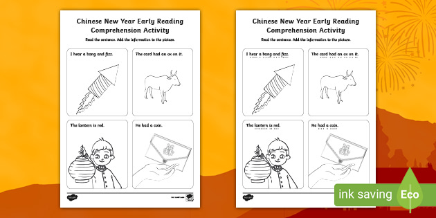 Chinese New Year Phase 3 Kindergarten Reading Comprehension Activity