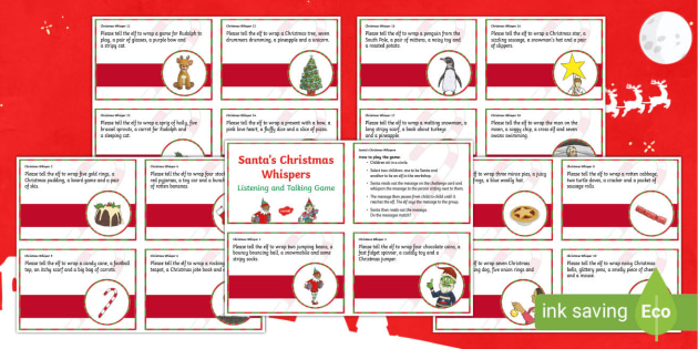 Christmas Whispers Game - Drama Challenge Cards for Kids