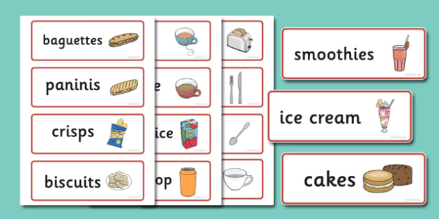 Cafe Word Cards - ESL Cafe Vocabulary Resources