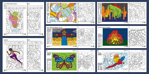 👉 Basic Numeracy Worksheets: Colour by Number | Beyond