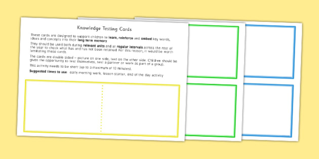 Revision Card Template | Knowledge-Testing Cards