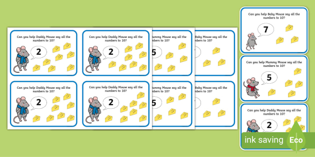 Mouse Family Reciting Numbers to 10 Cards (Teacher-Made)