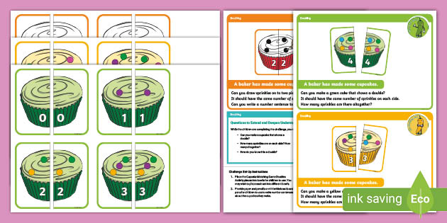 EYFS Maths Doubling Chilli Challenges: Cupcake Doubles Activity