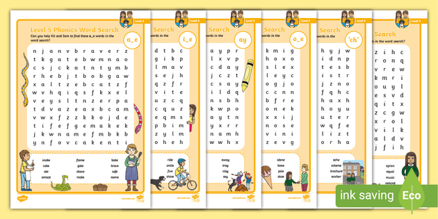 Level 5 Decodable Word Search Pack Weeks 1-10 (teacher made)