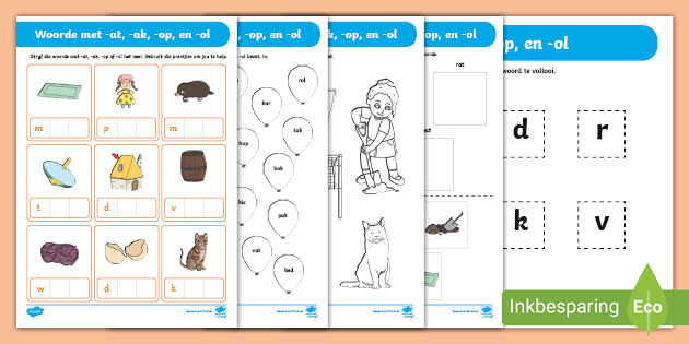 Woorde met -at, -ak, -op en -ol Aktiwiteite (teacher made)