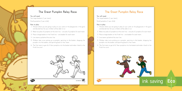 The Great Pumpkin Relay Race Game (teacher made)
