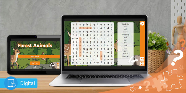 Forest Animals Word Search Interactive Puzzle Game - Twinkl