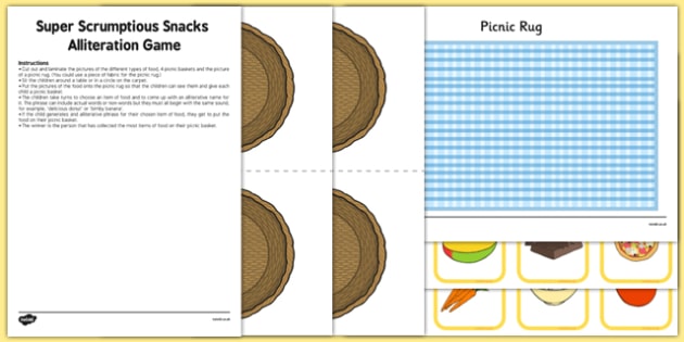 Super Scrumptious Snacks Alliteration Game - Twinkl