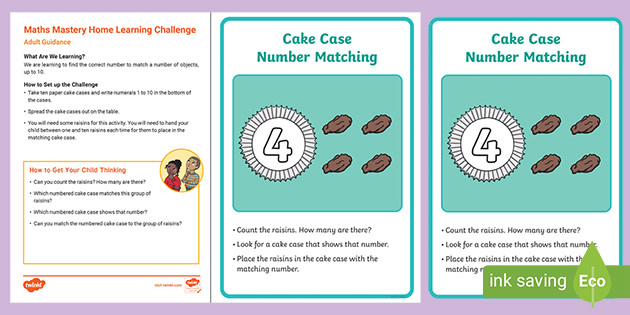 👉 EYFS Maths Mastery Number Recognition Home Learning Challenge: Cake Case