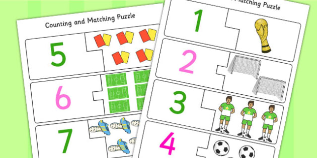 Football Themed Counting Matching Puzzle (teacher made)