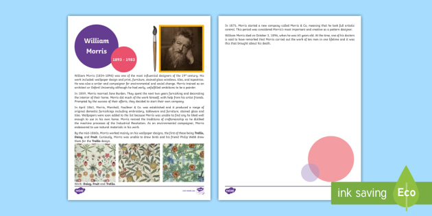 Artist Fact Sheet William Morris - Art History, Biography, History Of