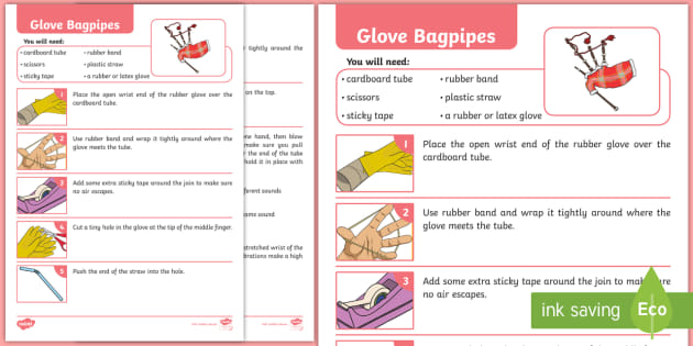 * NEW * Glove Bagpipes Science Craft Instructions