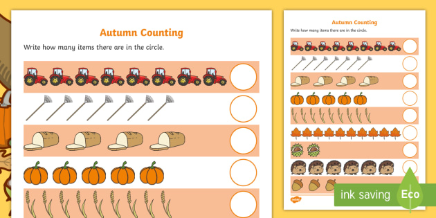 My Counting Worksheet (Autumn) (teacher made)