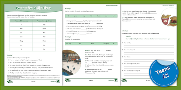 Possessive Adjectives Interactive Worksheet Learning Go