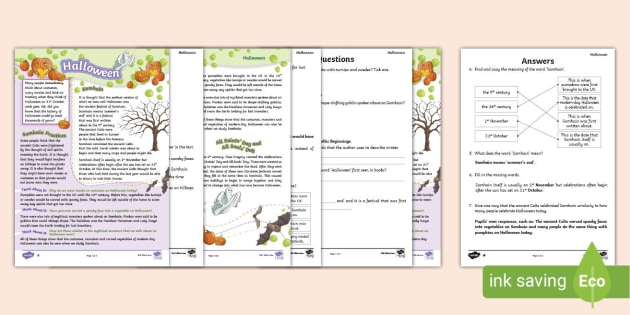 LKS2 History of Halloween Differentiated Comprehension Activity